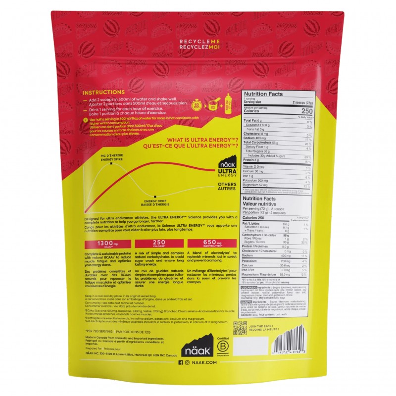 NAAK Energy Drink Mix Bag 720g - watermelon